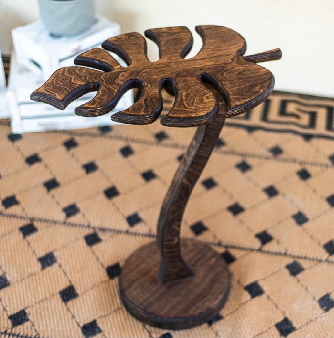 Monstera Table Plant Stand Side Table Monstera Plant Stand - Etsy