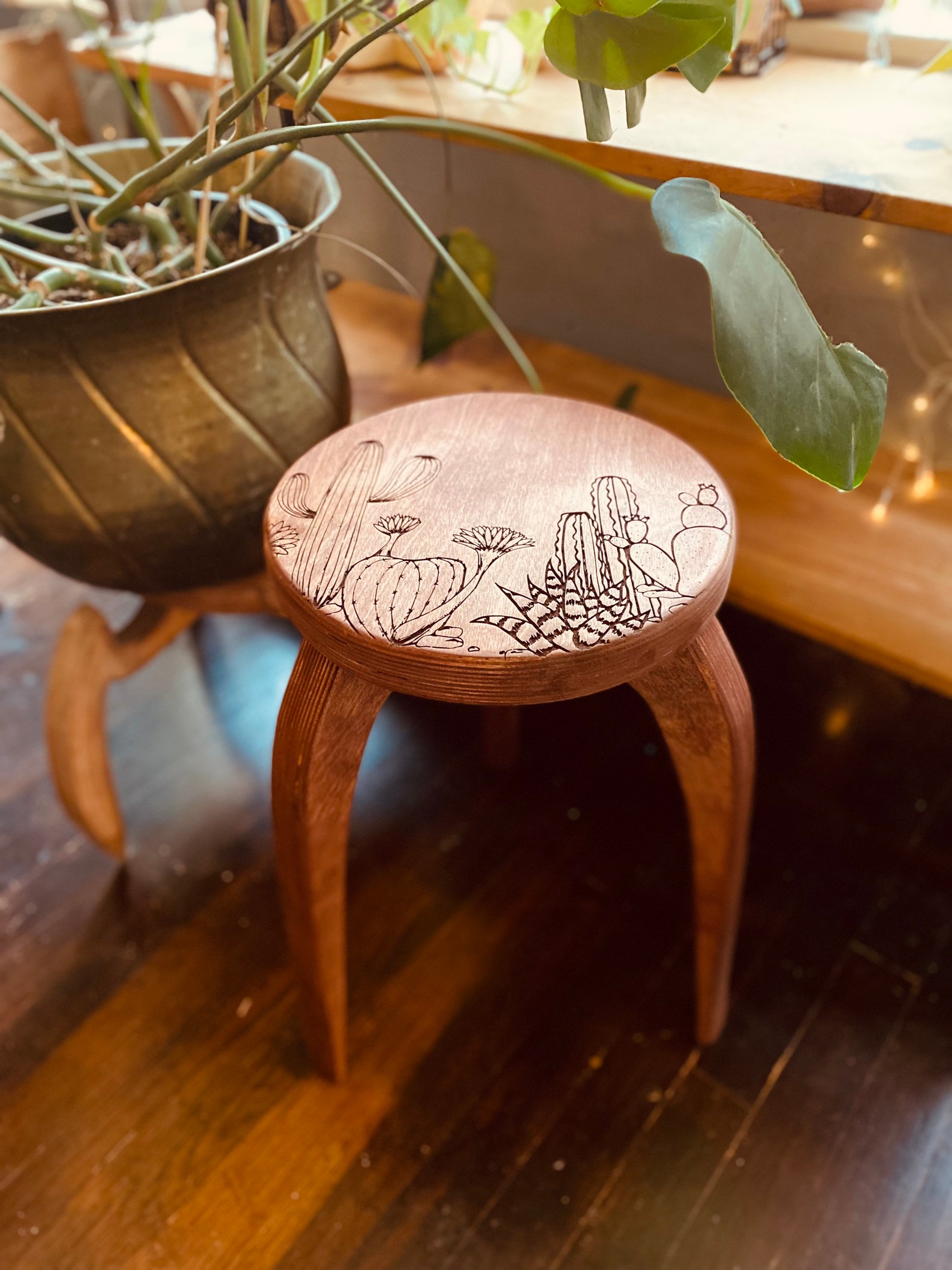 Cactus, Plant Stand, Side Table, Plant Shelf, Wood Table, Gift for ...