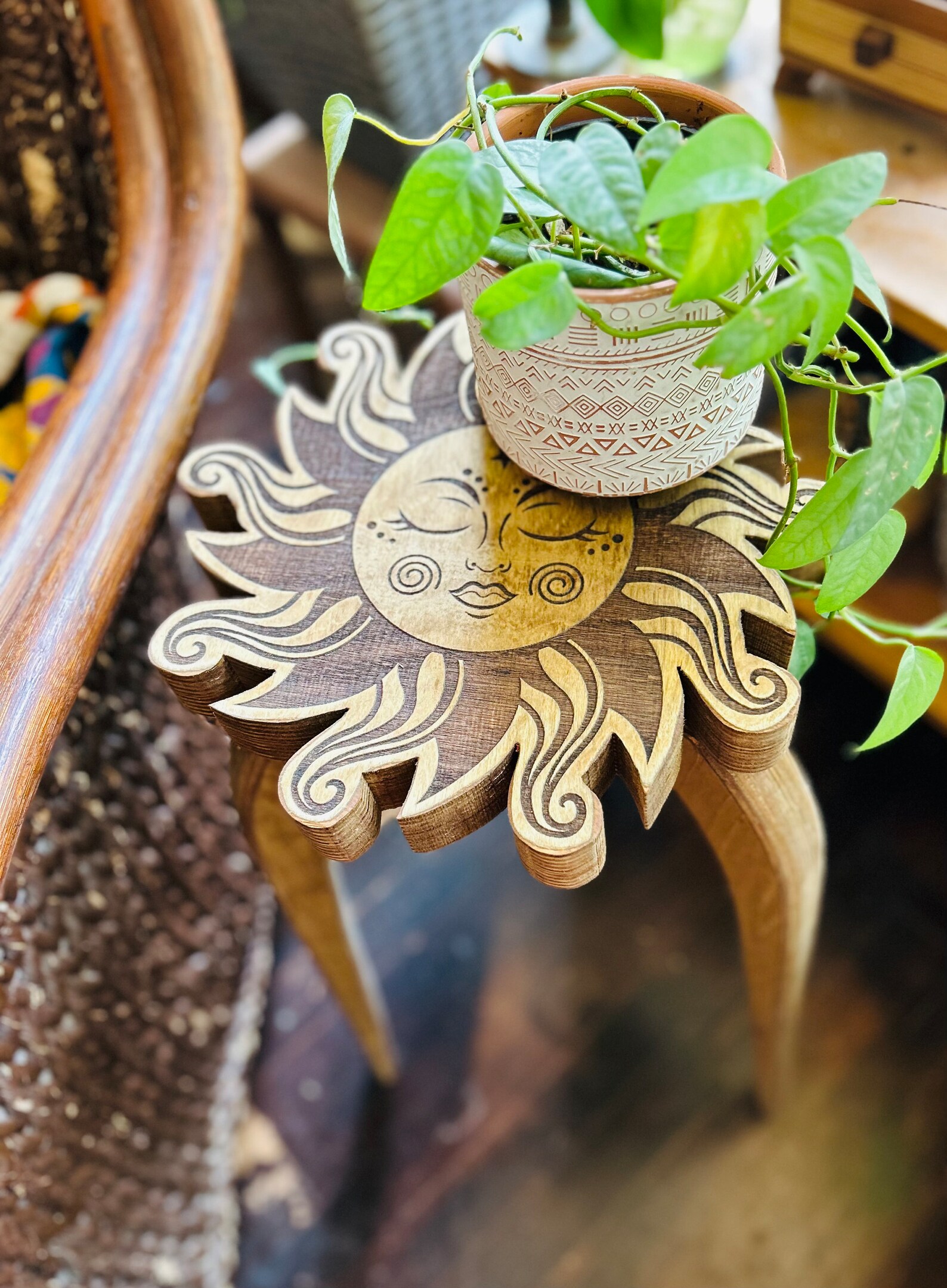 Sun Stand, Plant Stand, Indoor Planter, Wood Plant Stand, Garden Decor ...