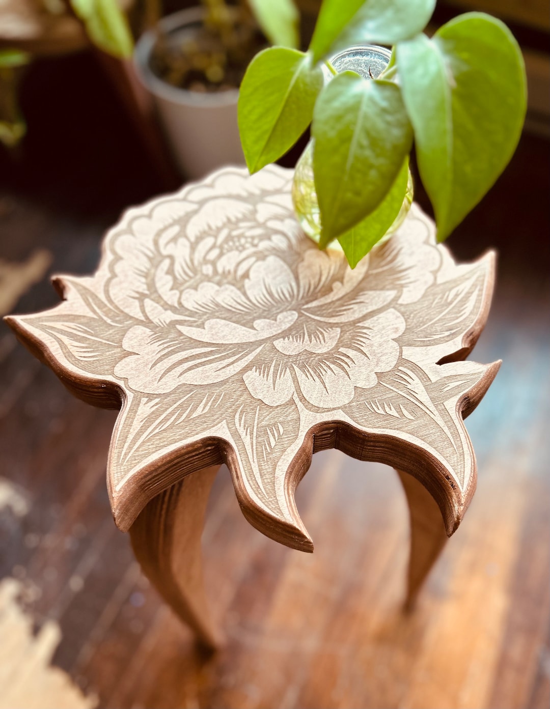 Peony Flower, Plant Stand, Plant Stool, Plant Shelf, Side Table, Gift ...