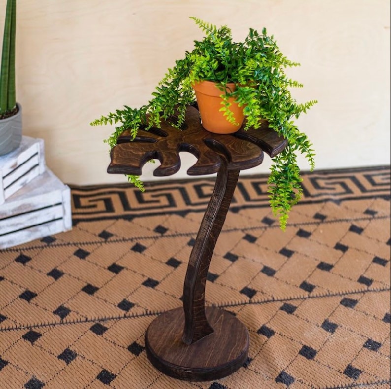 Monstera Table Plant Stand Side Table Monstera Plant Stand - Etsy