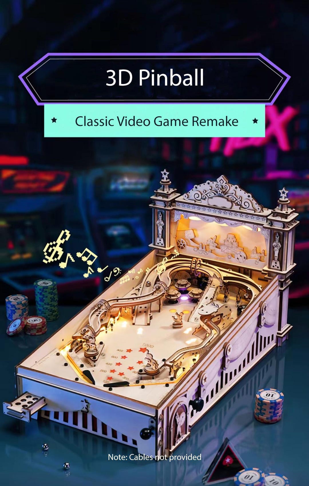 Retro Pinball 3D Mechanical Puzzle – DIY Wooden Pinball Game Kit ...