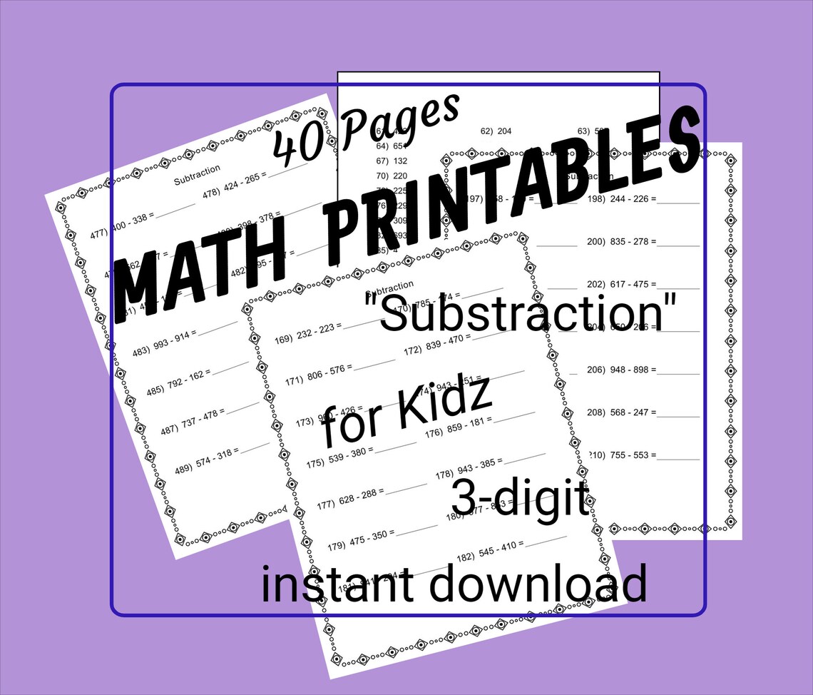 Math Subtraction Sheets, Math Printables, Mathematics Worksheets ...
