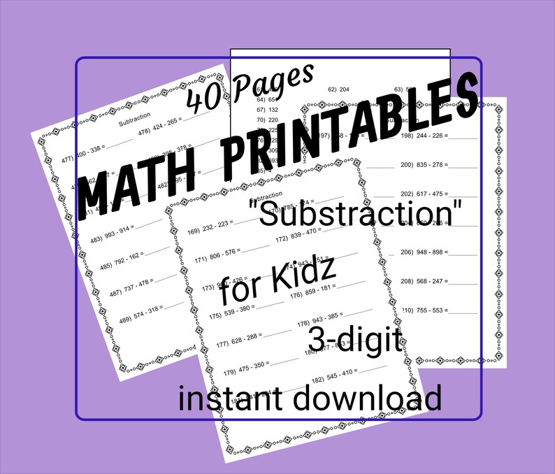 40 Math Activity Sheets Printables Mathematics Instant - Etsy