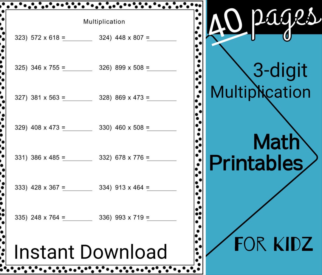 Easy Math Printables for Kids Multiplications With Answers - Etsy