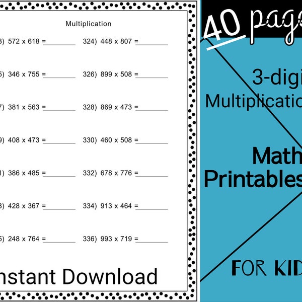 Easy Multiplication Worksheets - Etsy