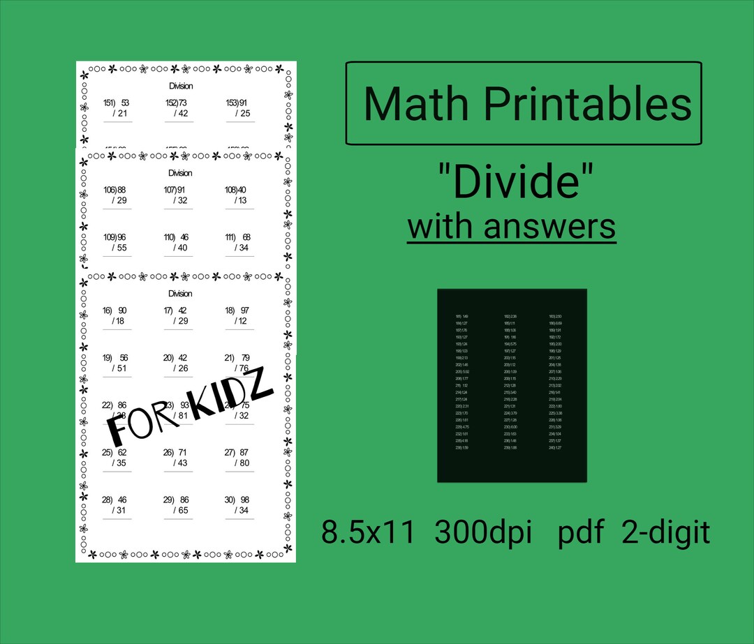 Math Printables for Kids, Kidz Math Worksheets, Divide Questions and ...