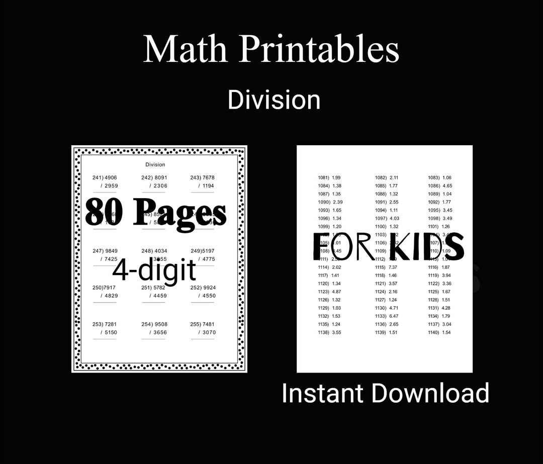Children Math Worksheets, Instant Download, Division, Divide ...