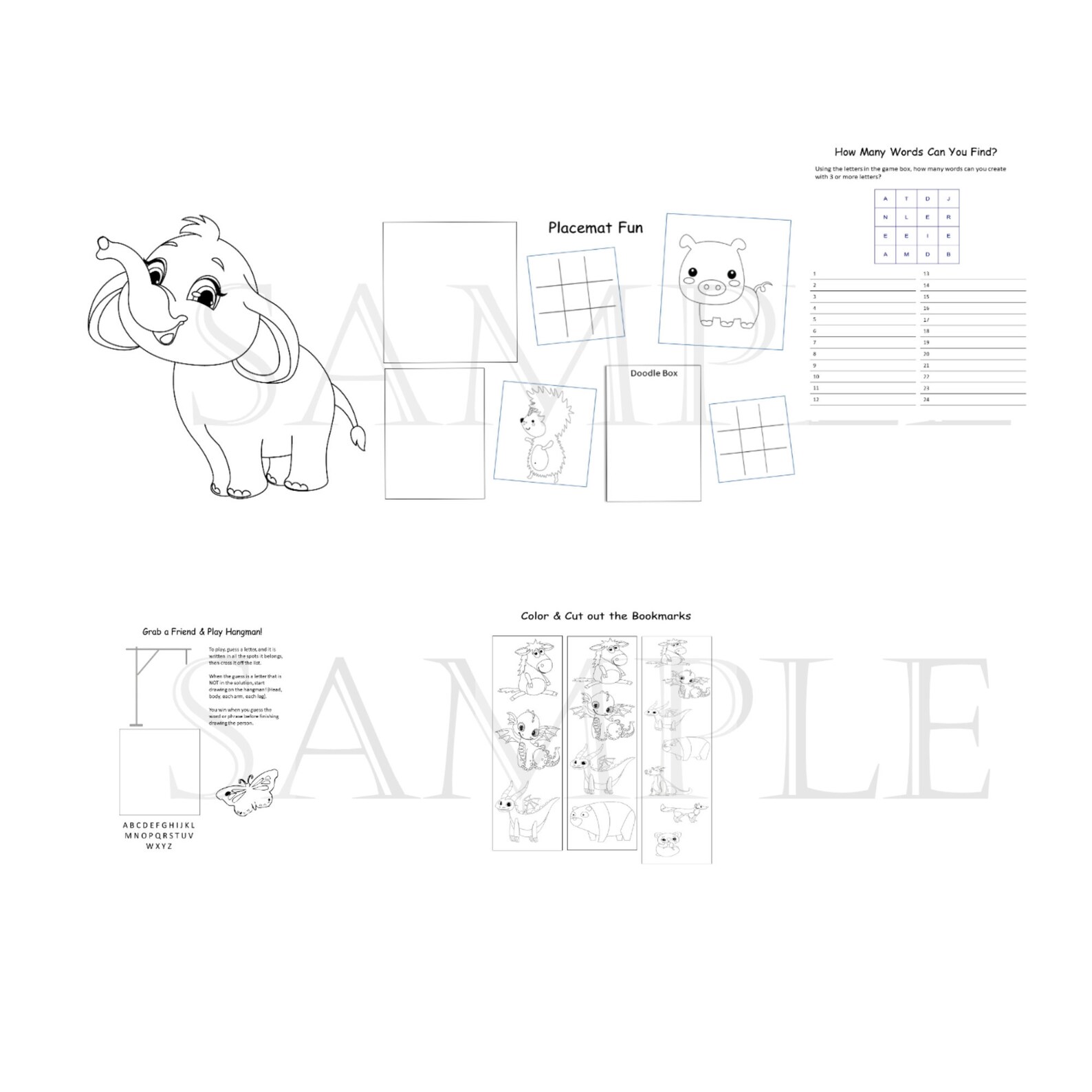 Activity Pages for Kids Printable Activity Pages Activity | Etsy