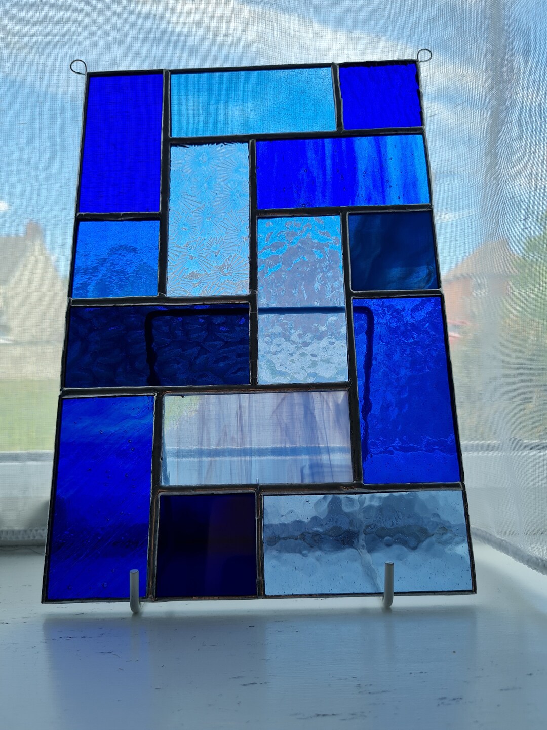 Tiffany Stained Glass Panel Blue - Etsy