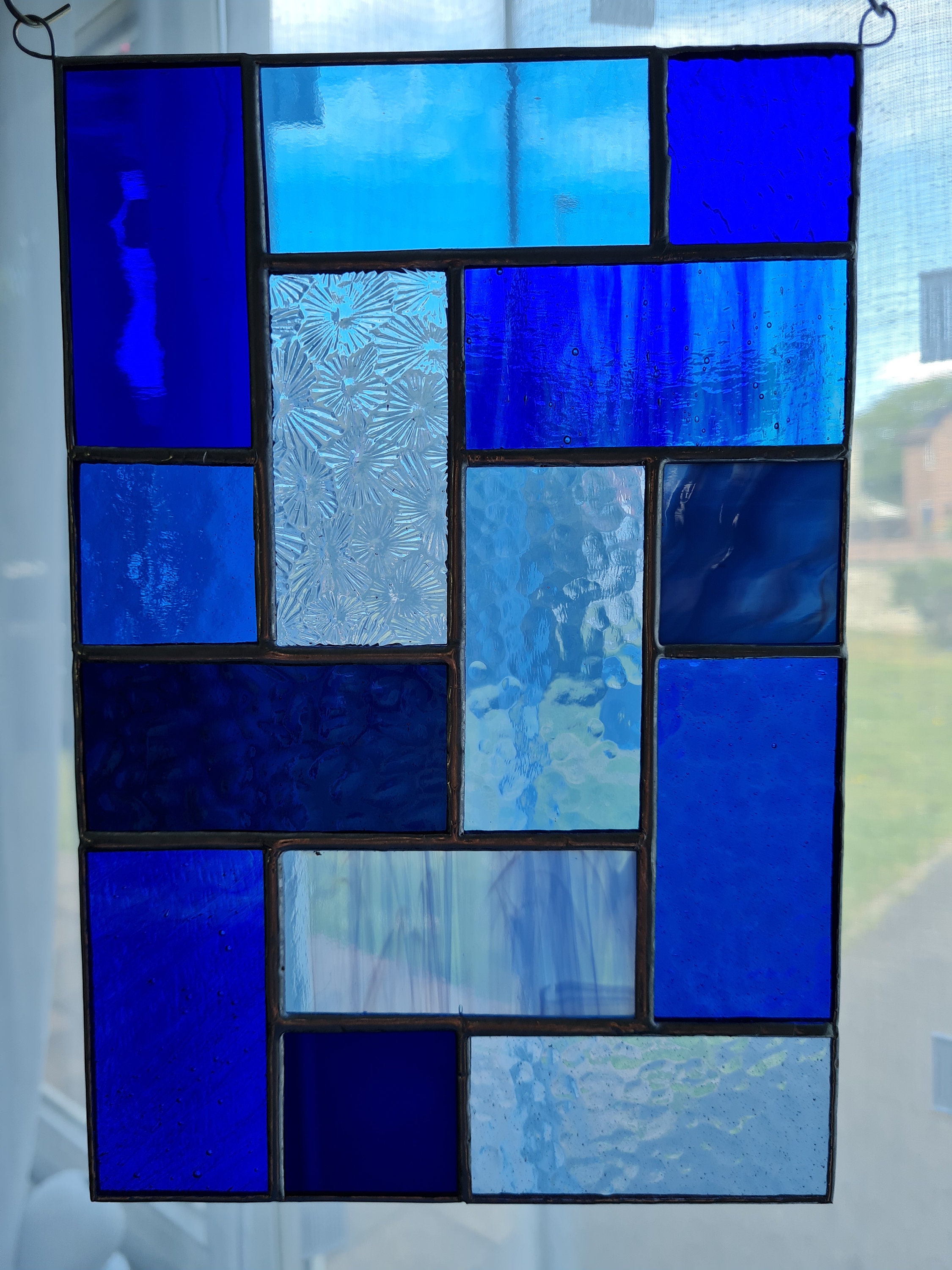 Tiffany Stained Glass Panel Blue - Etsy