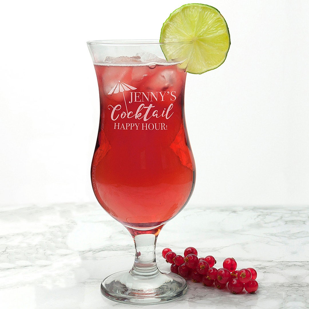 Personalised Happy Hour Cocktail Glass | Customised Alcohol Glass ...