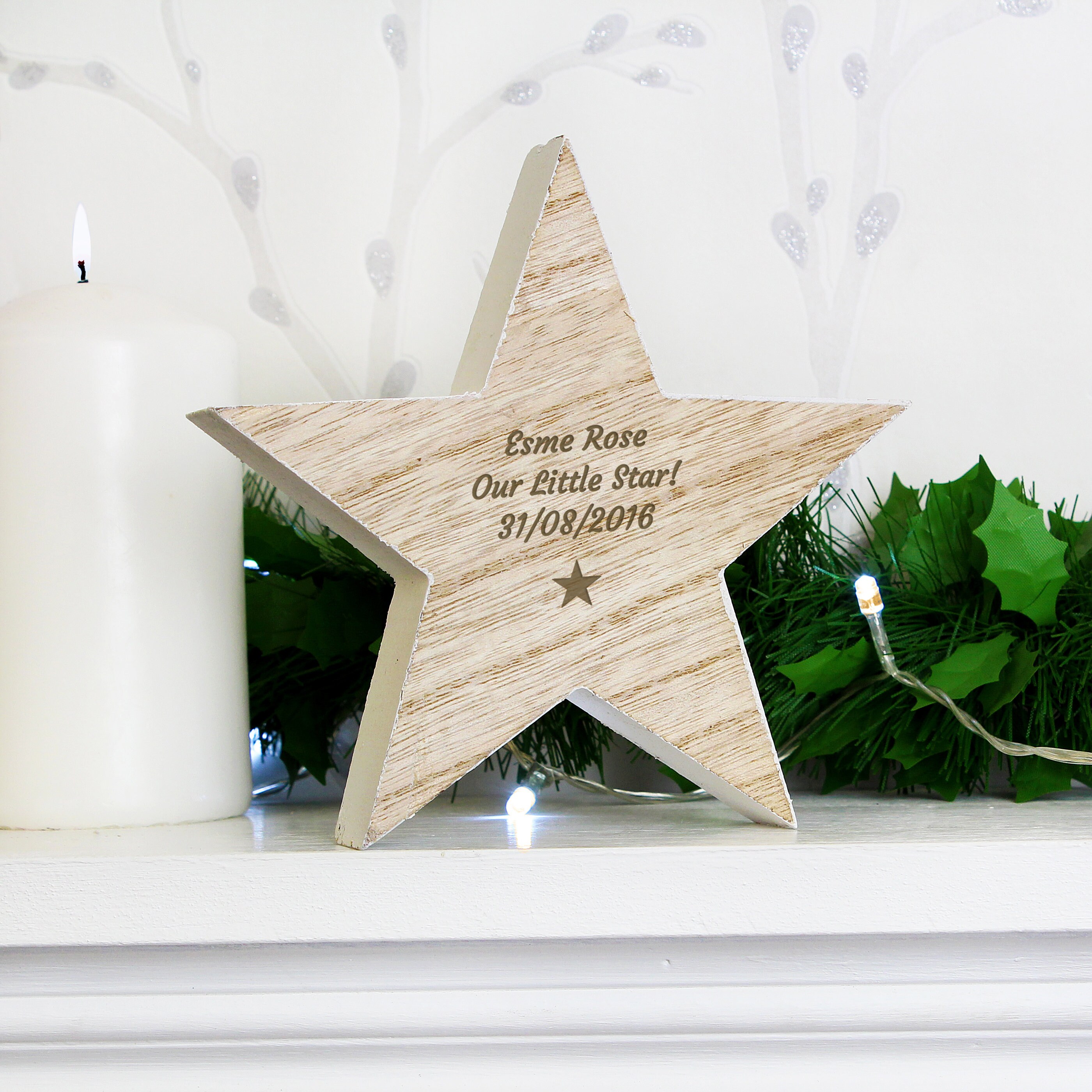 Personalised Star Motif Rustic Wooden Star Decoration Wooden - Etsy UK