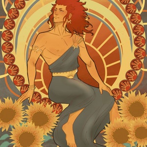 Axel Saix Isa Lea Art Nouveau Sun and Moon Flower 11X17 Prints - Etsy