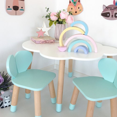 Wooden Kids Table and Chair Set Wooden Table Wooden Chair - Etsy