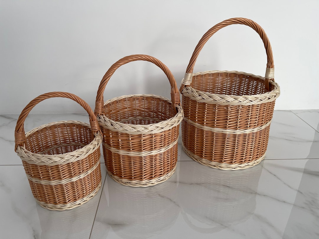 Mini Birkin Basket Kids Size Round Wicker Basket, Kids Round Basket ...