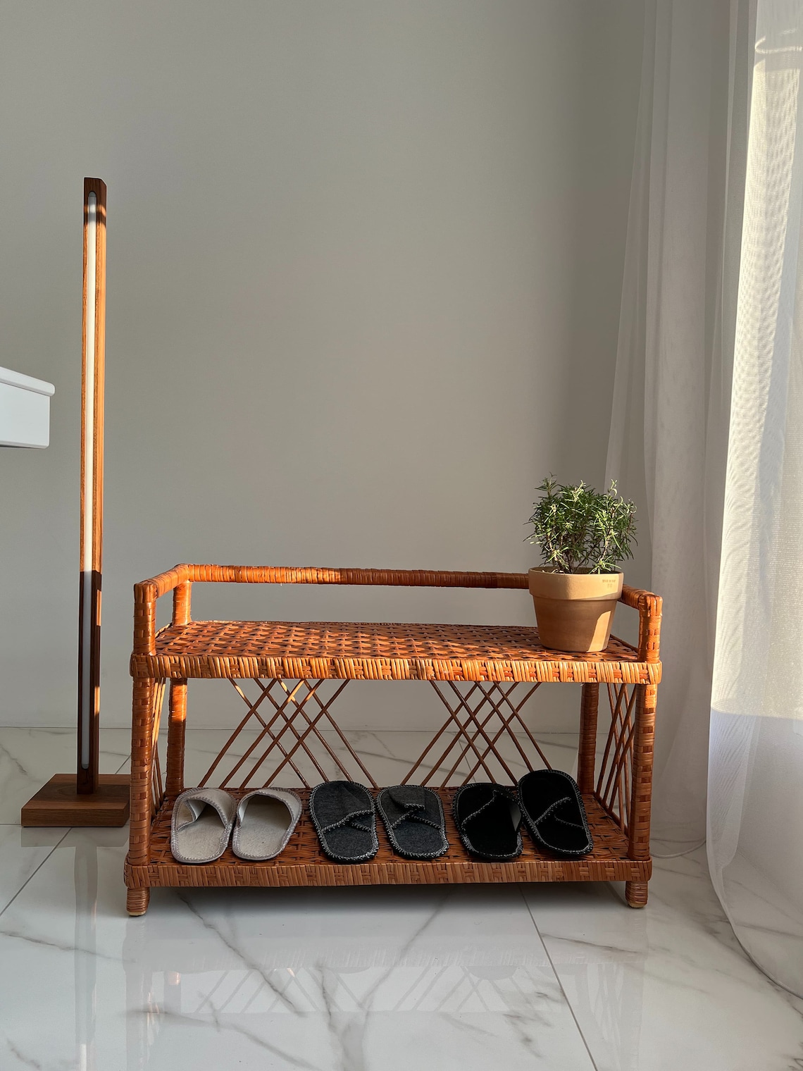 Wicker Shelf Wicker Shoe Rack Shoe Rack Bench Wicker Shelf - Etsy