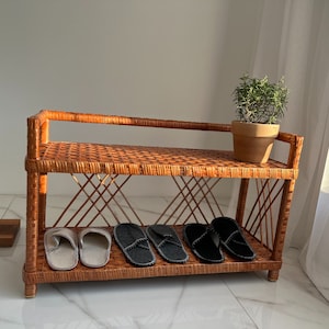 Wicker Shelf, Wicker Shoe Rack, Shoe Rack Bench, Wicker Shelf, Storage ...