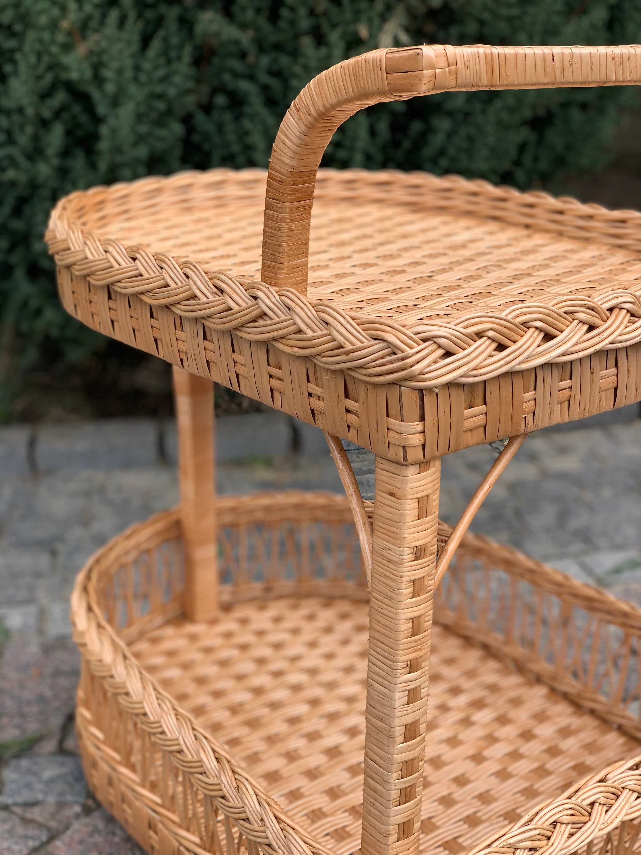 Coffee table Rattan table Wicker table on wheels Bar table | Etsy