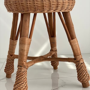 Rattan Wicker Round Stool or Teatable - Etsy