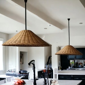 Rattan Cone Lamp Shade Woven Rattan Light Vintage Kitchen Lamp, Brown ...