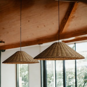 Rattan Cone Lamp Shade Woven Rattan Light Vintage Kitchen Lamp, Brown ...