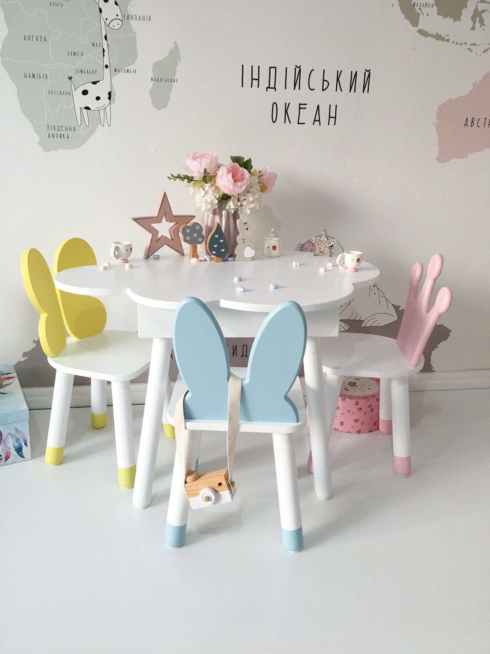 Wooden Kids Table and Chair Set Wooden Table Wooden Chair - Etsy