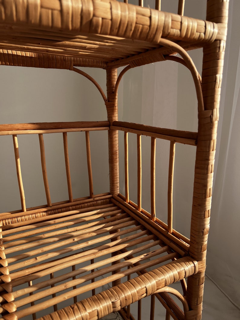 Wicker Shelf Boho Shelf Rack Bookshelf Storage Shelf Plant - Etsy