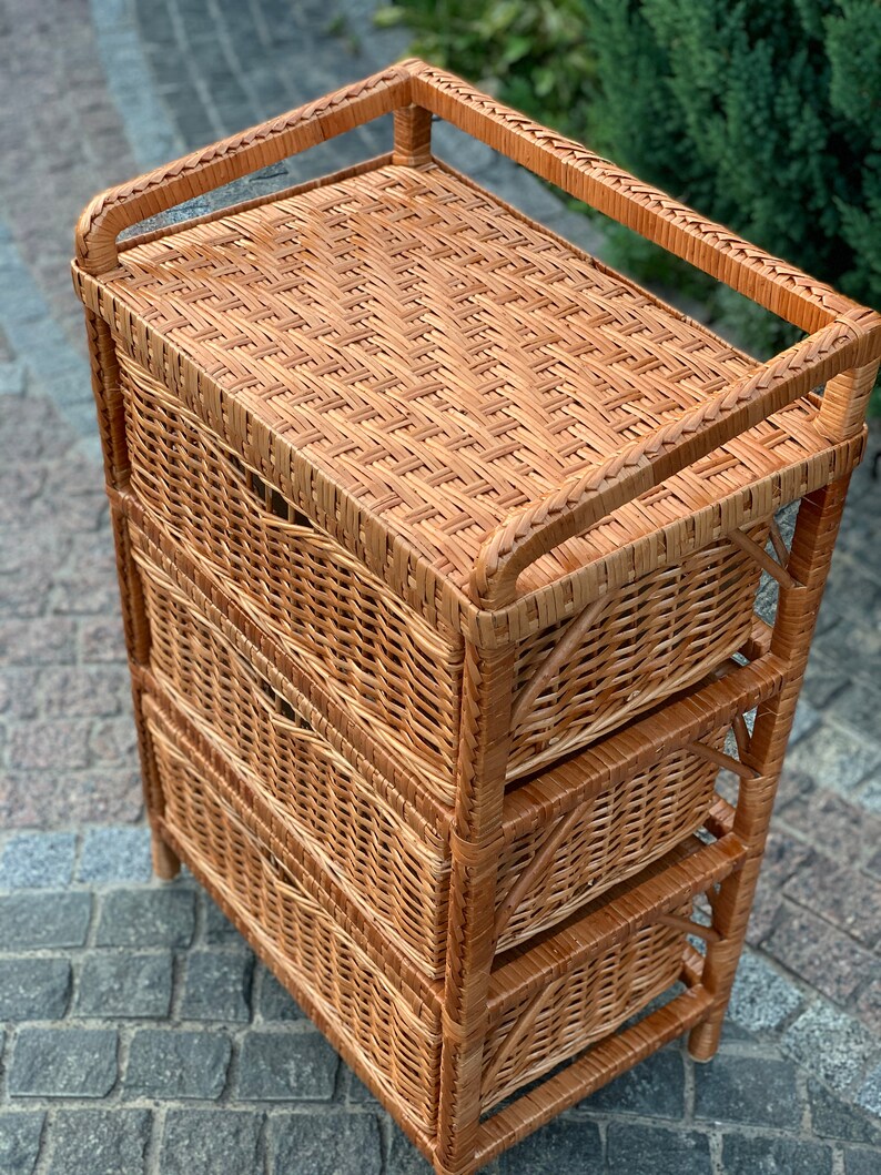 Сhest des tiroirs commode en osier commode 3 tiroirs | Etsy