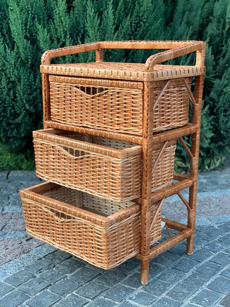 Сhest des tiroirs commode en osier commode 3 tiroirs | Etsy