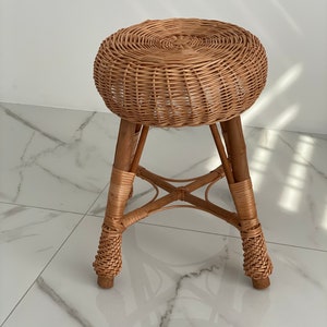 Rattan Wicker Round Stool or Teatable - Etsy