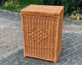 Wicker Laundry Basket, Large Rectangular Basket With Lid, Rattan ...