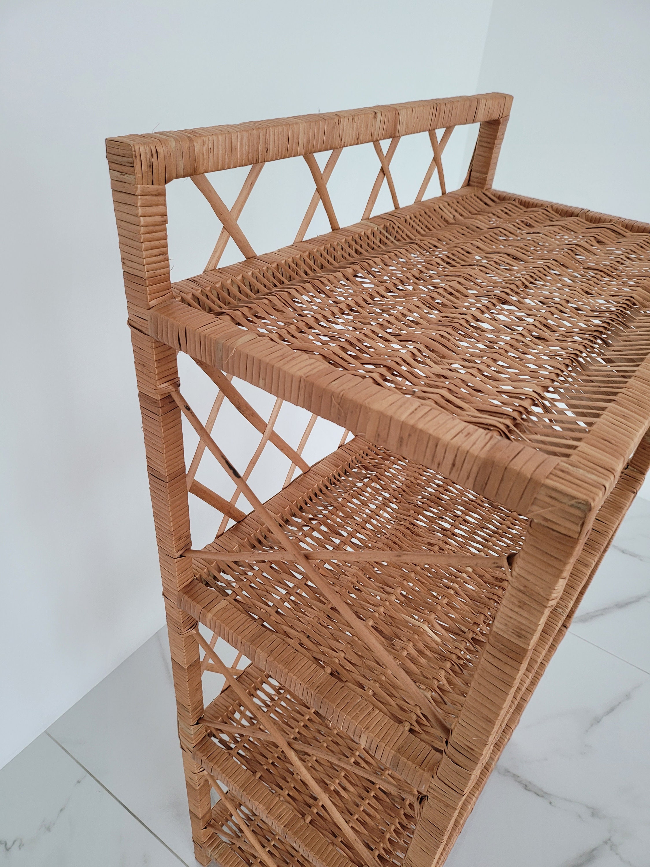 Handmade Wicker 4-tier Shelf, Natural Rattan Bookcase - Etsy