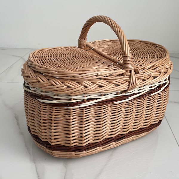 Picnic Basket With Lid - Etsy