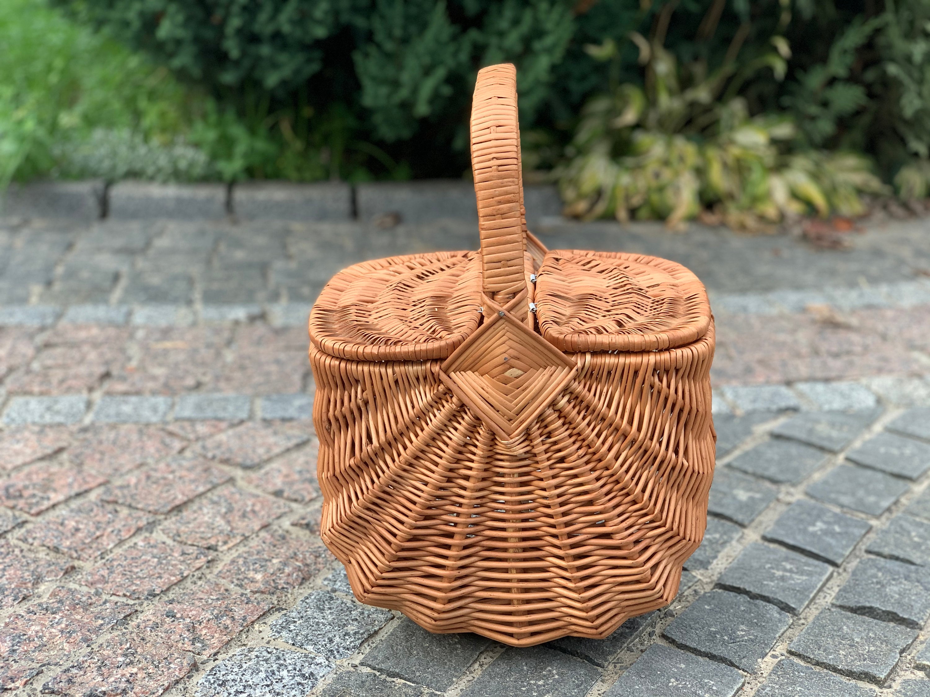 Picnic Wicker Basket Traditional Woven Basket Handmade - Etsy
