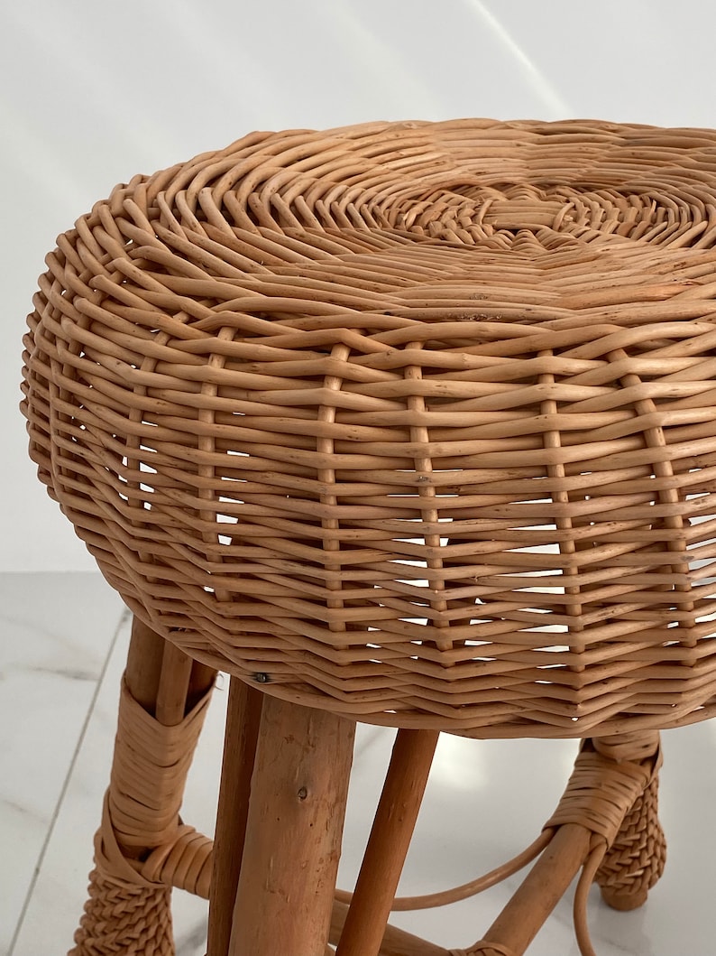 Rattan Wicker Round Stool or Teatable - Etsy