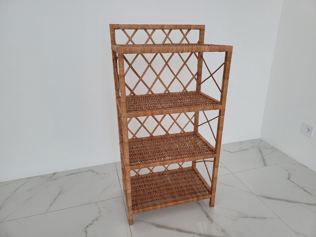 Handmade Wicker 4-tier Shelf, Natural Rattan Bookcase - Etsy