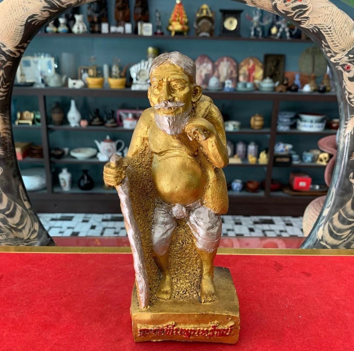Thai Hermit Resin Statue Holding a Bag of Treasures - Etsy