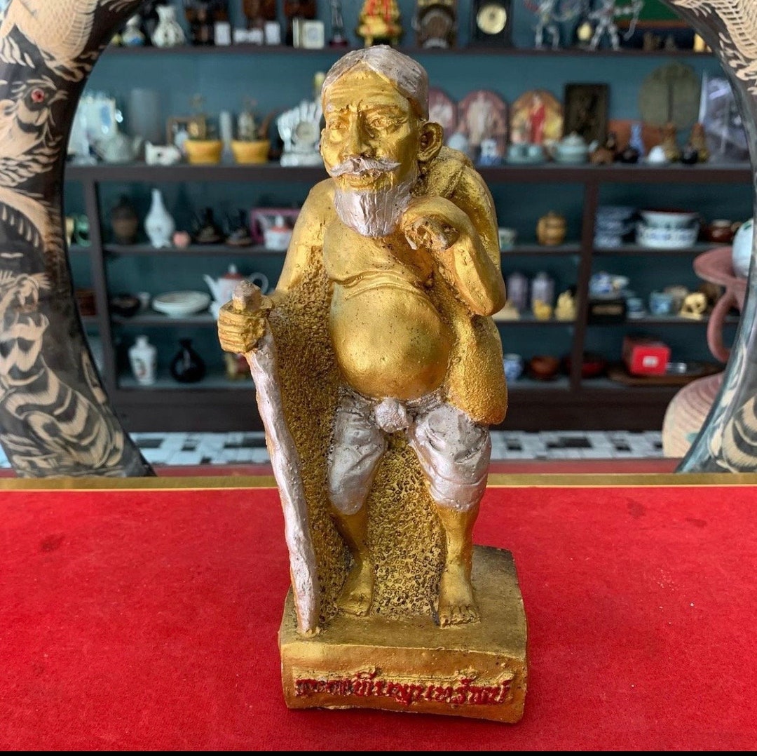 Thai Hermit Resin Statue Holding a Bag of Treasures - Etsy