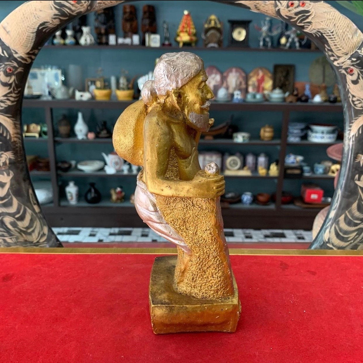 Thai Hermit Resin Statue Holding a Bag of Treasures - Etsy