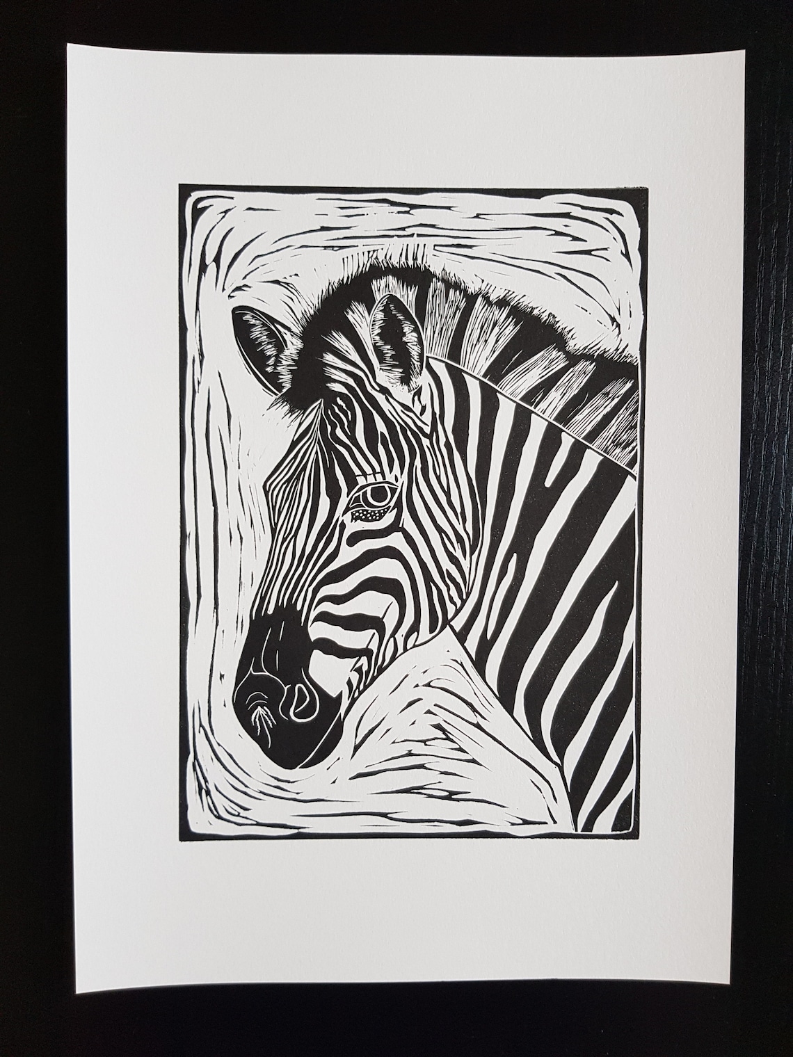 Linocut Print Zebra Animals Wall Art Stripy Relief - Etsy