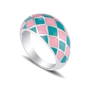 Color Rhombus Glazed Enamel Ring Geometric Irregular Ring for - Etsy