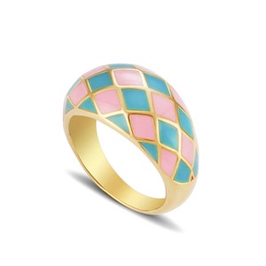 Color Rhombus Glazed Enamel Ring Geometric Irregular Ring for - Etsy