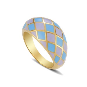 Color Rhombus Glazed Enamel Ring Geometric Irregular Ring for - Etsy