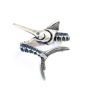 Adjustable Swordfish Ring Silver Ocean Ring Sealife Ring - Etsy