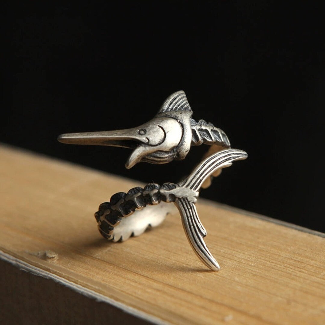 Adjustable Swordfish Ring Silver Ocean Ring Sealife Ring - Etsy