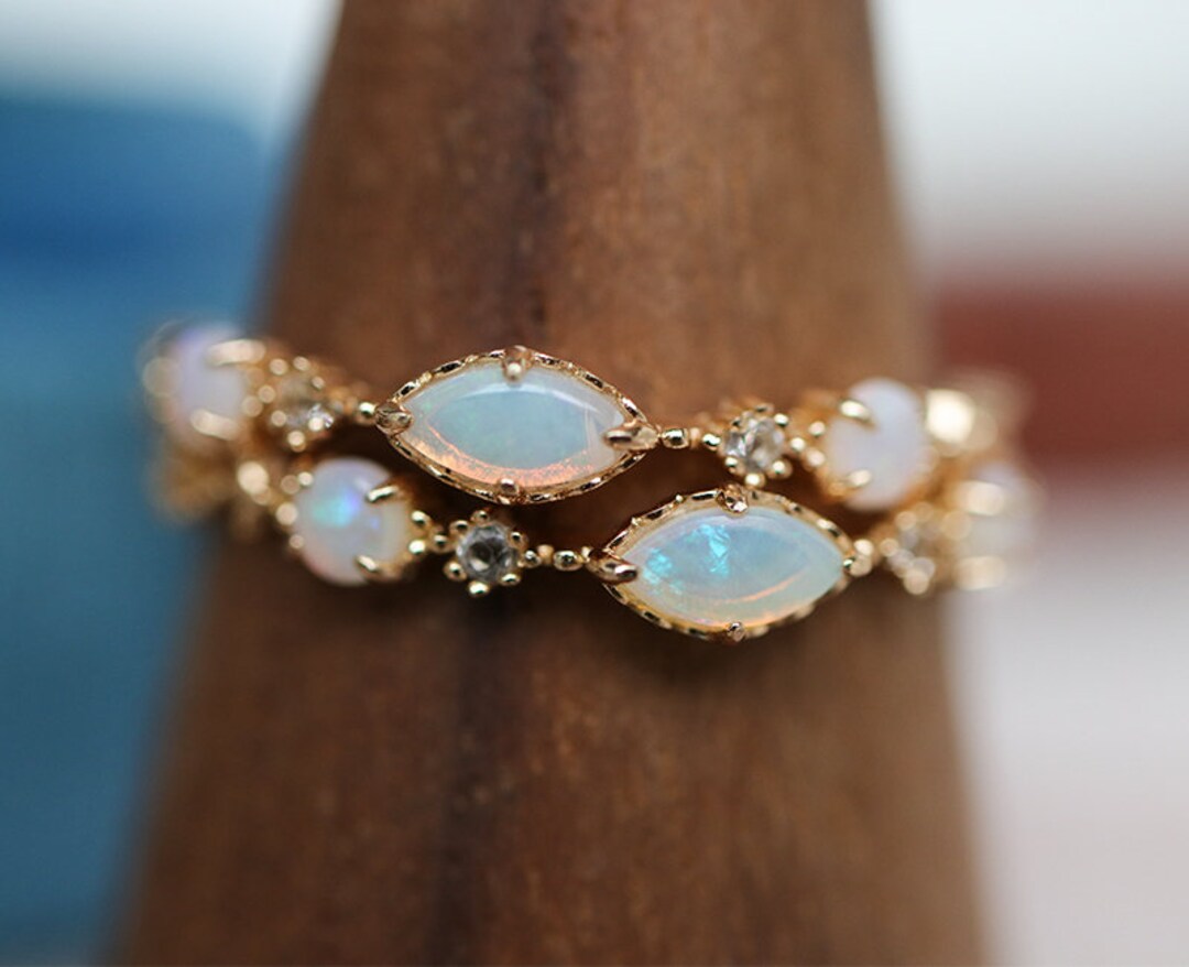 Moonstone Palace Style Princess Crown Ring Set With Cubic Zirconia ...