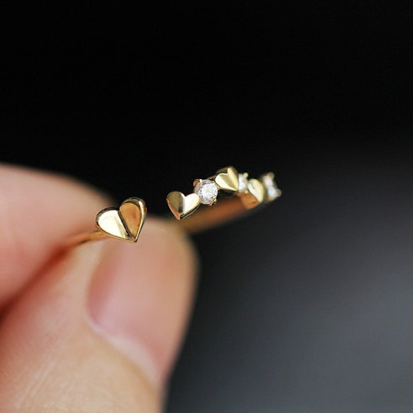 14k Gold Heart Ring - Etsy