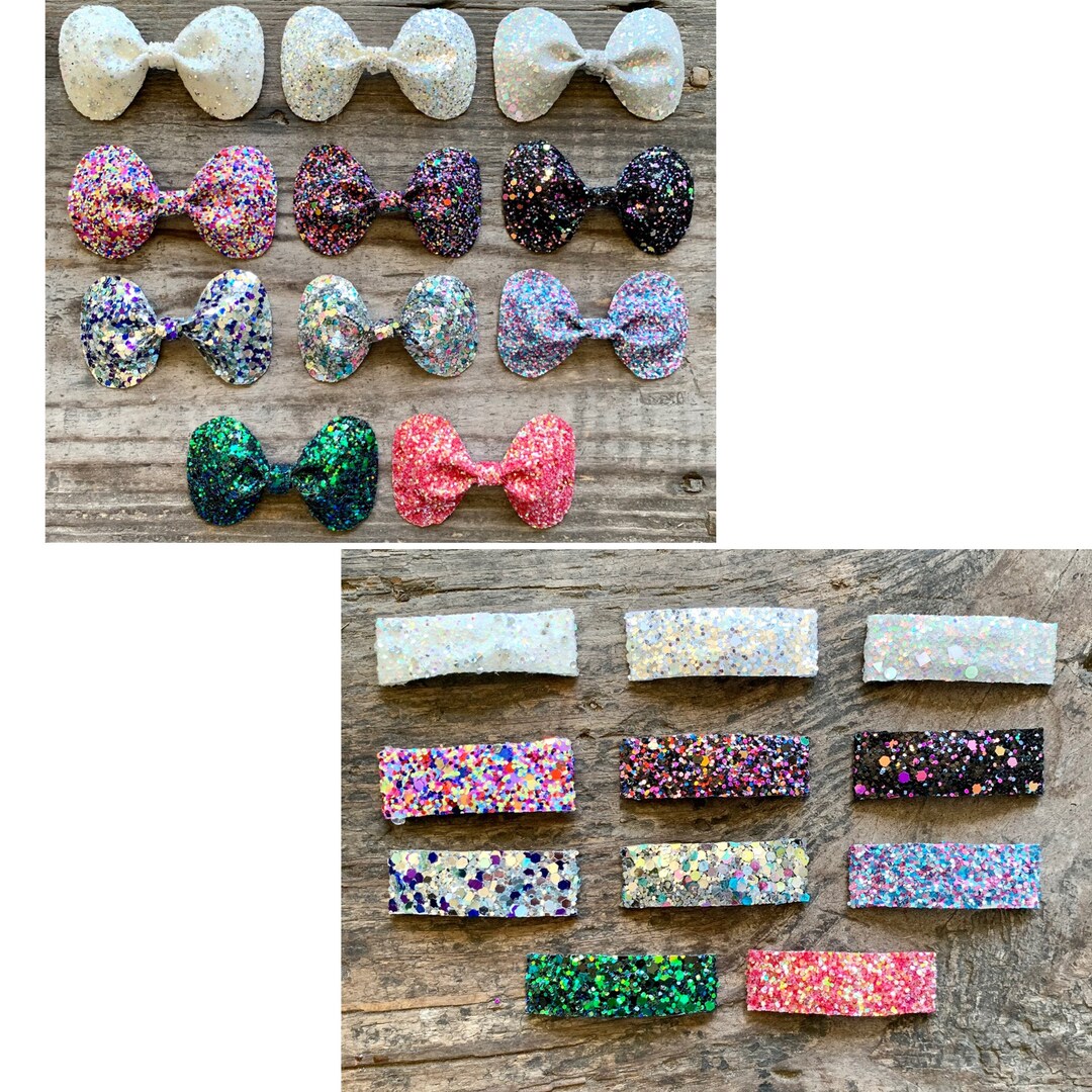 Multi Glitters Bow and Snap Clip Collection Fiocchi fatti a mano e clip ...