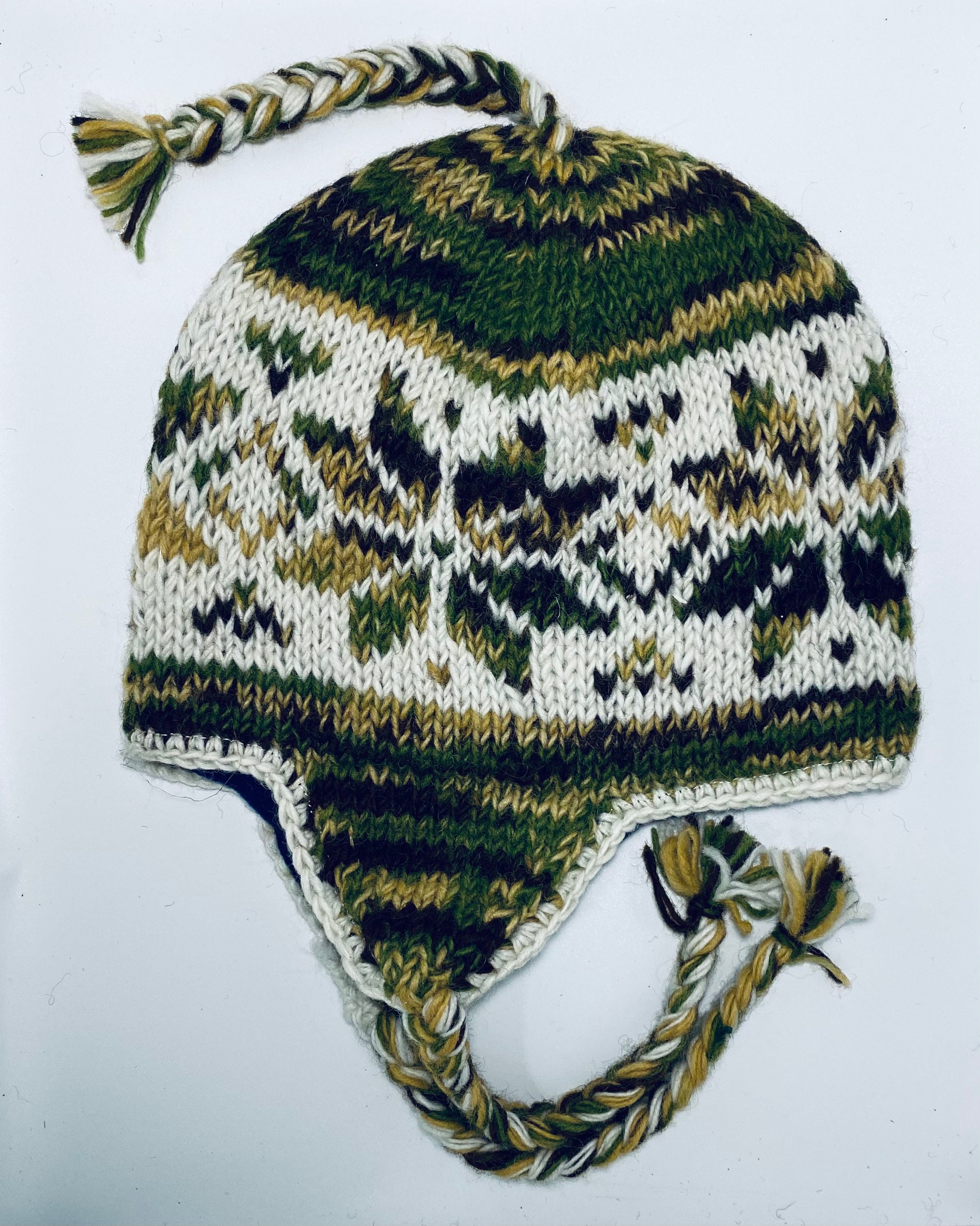 Himalayan Woolen Cap 100% Nepali Wool W Fleece/ Hand Knitted Ski and ...